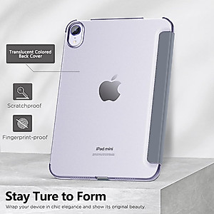 MoKo for iPad Mini 7 (A17 Pro) Case 2024,iPad Mini 6 Case 2021,8.3-inch iPad Mini 7th/6th Generation Case,Slim Lightweight Hard Back Shell Stand Cover for iPad Mini 2024 with Touch ID, Grey Purple