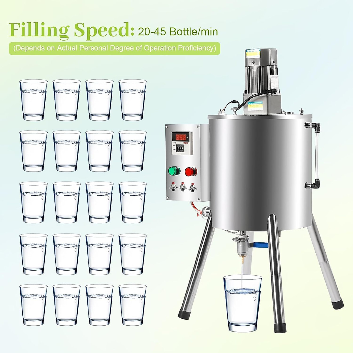 Filling machine for cosmetics, 8-gal/30L Automatic Bottle Filling Machine, Adjustable Stainless Steel Paste Liquid filling Machine, 20-45 Bottle/min, Lipstick Filling Machine, Shampoo Cosmetic Honey