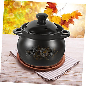 Hemoton Stew Pot Ceramic Stockpot, Ceramic Cooking Pot, Chinese Casserole Thickened Cooking Pot with Lid Chinese Stock Pot Large Soup Stock Pot (1.8L/ 1.7QT)