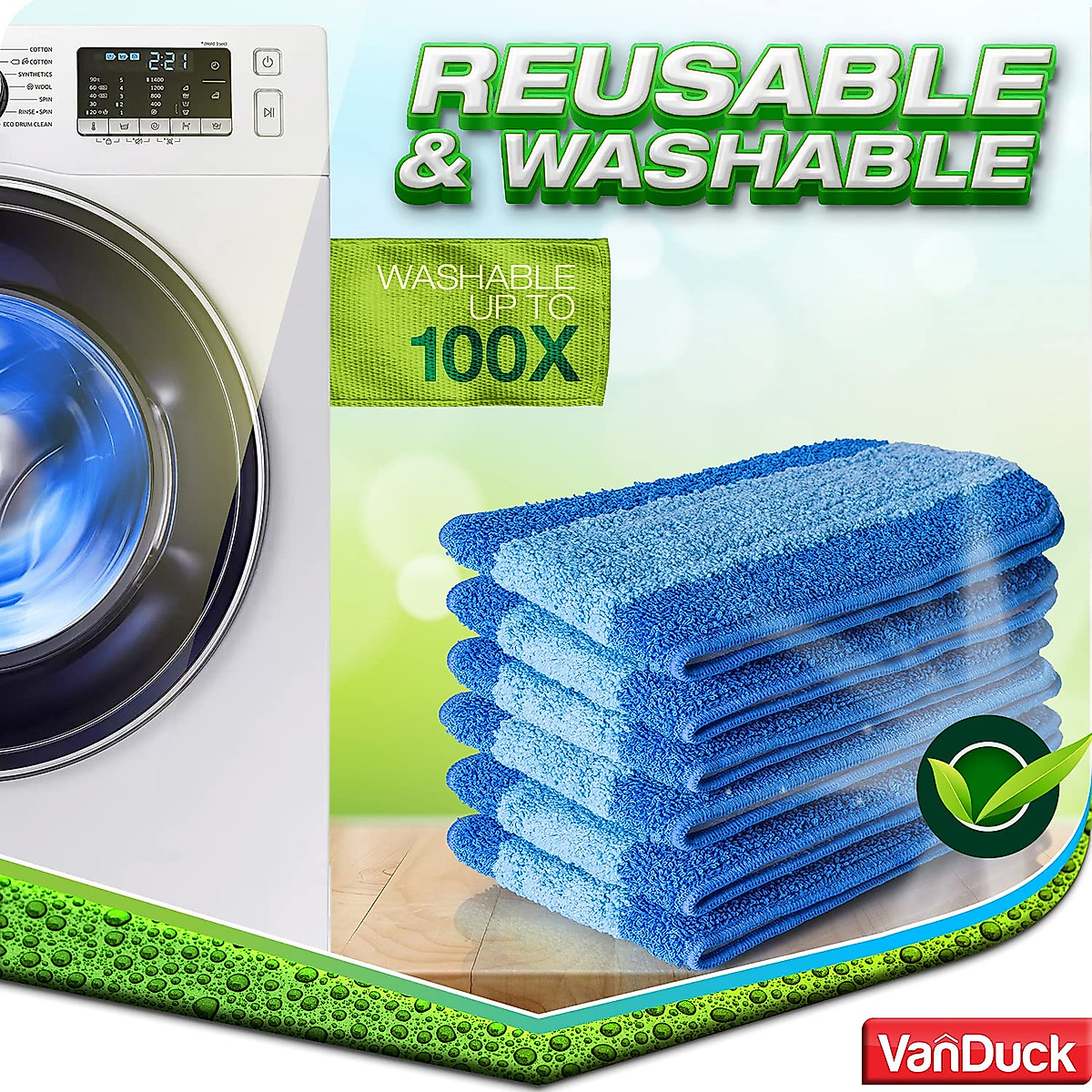 VanDuck Microfiber Cleaning Pads Compatible with Bona Mop (3 Pack) - Microfiber Mop Pads for Hardwood Floor for 18 Inch Mop