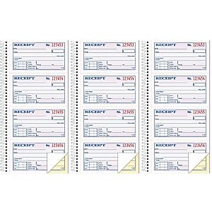 Money/Rent Receipt Book, 2-Part, Carbonless, 11 x 5.25 Inches, 4 Receipts/Page, 200 Sets per Book (4161), White Pack of 3