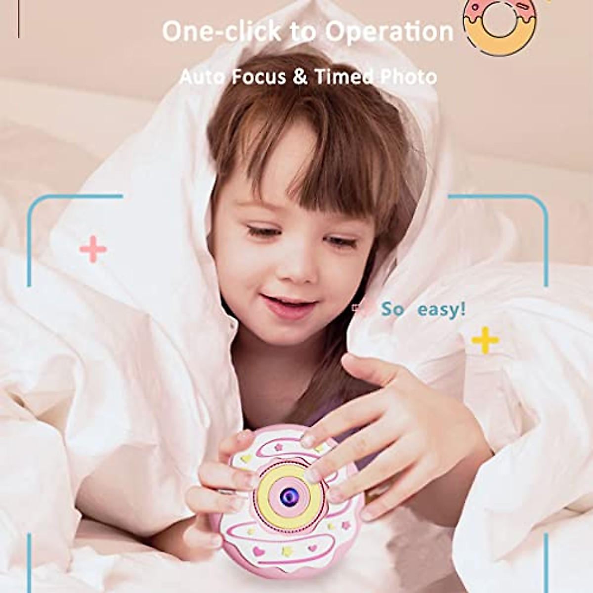 QSYY Children's Digital Camera, Front and Rear Dual Cameras, 40 Million Pixels, MP3 Playback Function, 2.4-Inch Display, with 32G Memory Card, Gifts for Boys and Girls