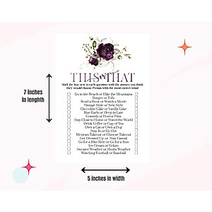 Purple Passion Bride Best Bridal Shower Games – 25 Pack, Wedding Would She Rather Fun Activity Ideas for Guests, Rehearsal, Couples, This or That Birthday Party Game Card Design