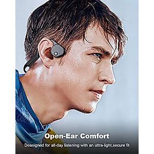 VIDONN Air Conduction Headphones Bluetooth 5.0 with Built-in Mic, Headphones Wireless Bluetooth, Sweatproof Headset for Running Hiking Driving Bicycling-Long Battery Life (Black)