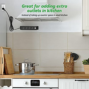 Wall Mount Power Strip with USB, 4 AC Outlet and 2 USB Ports, 6.5 FT Flat Plug Extension Cord, Mountable Power Strip Outlet for/Workbench/Office/Drawer/Nightstand/Cabinet/Desk/Table