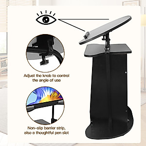 bimiti Mobile Lectern Podium Stand Height Adjustable Sit-to-Stand Desk with Tilting Desktop & Storage Cabinet Rolling Lectern Cart Laptop Desk on Wheels, Podium Stand for Classroom Church Home Office
