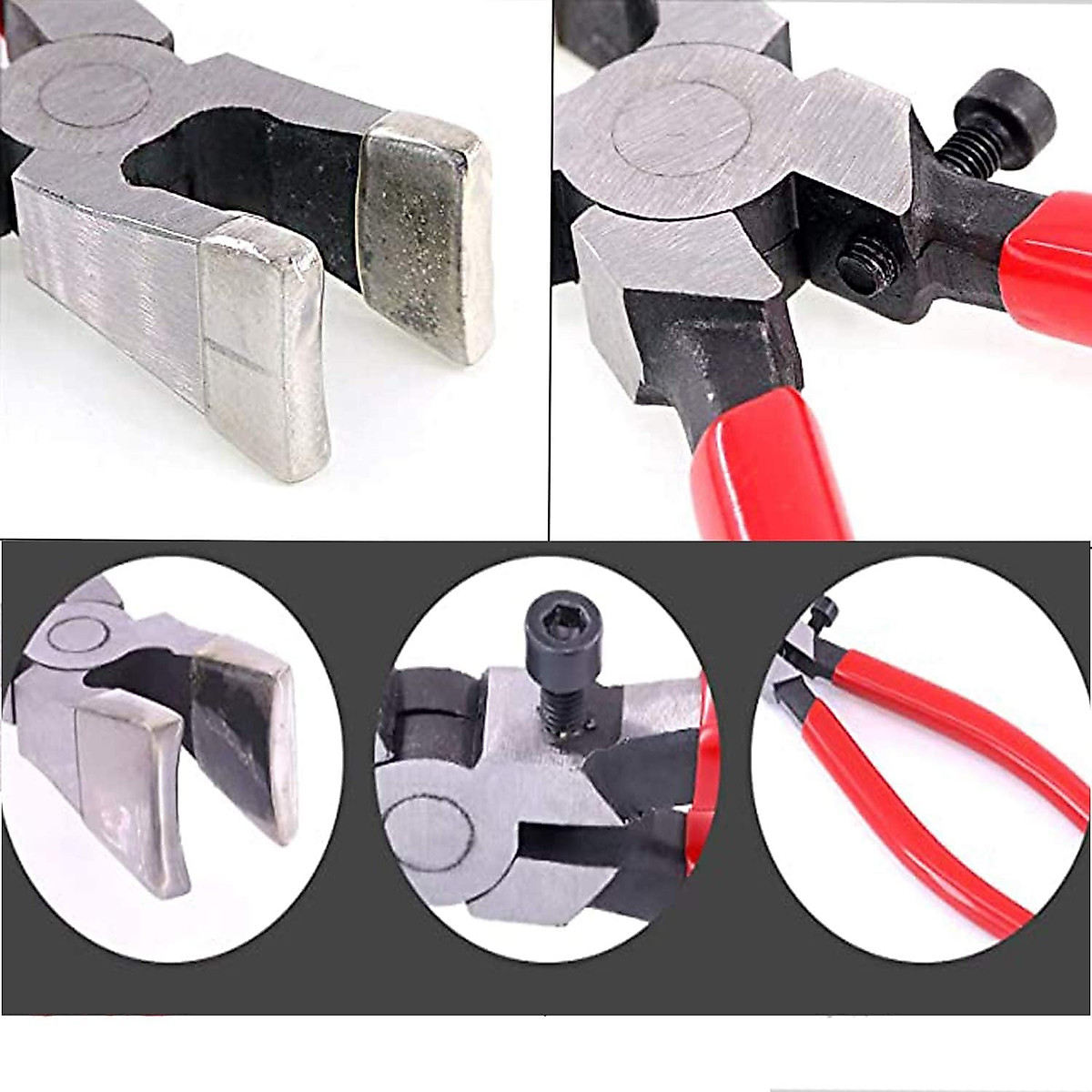 8 Inch Key Fob Pliers Attach Rubber Tips, Glass Running Plier for Key Fob Hardware Install and Stained Glass Work, with Adjustable Screw