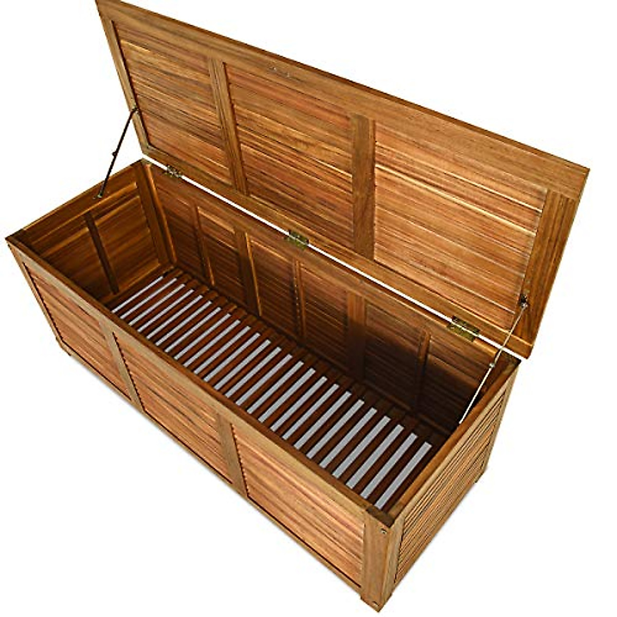 Safstar Outdoor Storage Box, 47 Gallon Acacia Wooden Deck Box for Toys/Tools/Sports Supplies, Patio Storage Bench, Outdoor Storage Bench for Garden Backyard Deck, 47.5 x 17.5 x 17.5 Inches (Natural)