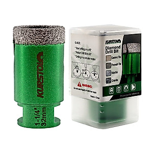 KURSTOL Diamond Core Drill Bits - 1-1/4 Inch with 58-11 Thread Dry Tile Hole Saws for Dry Drilling Porcelain Ceramic Tile Granite Marble Stone Vacuum Brazed Diamond Drill Bit 32mm