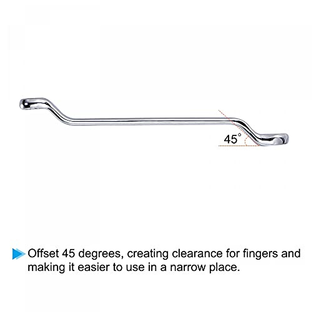 uxcell 45-Degree Offset Box End Wrench Set, 5.5-16mm Metric CR-V Steel with Rolling Pouch, 6-Piece