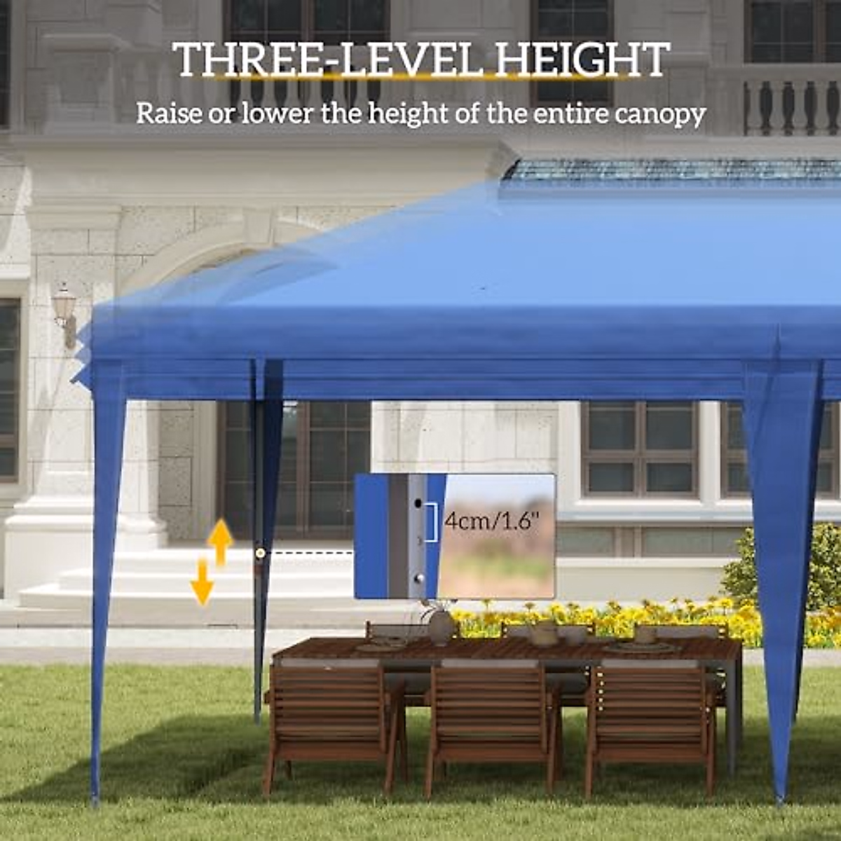 Outsunny 10' x 20' Pop Up Canopy Tent, Upgraded Heavy Duty Tents for Parties, Outdoor Instant Gazebo Sun Shade Shelter with Carry Bag, for Catering, Events, Wedding, Backyard BBQ, Blue