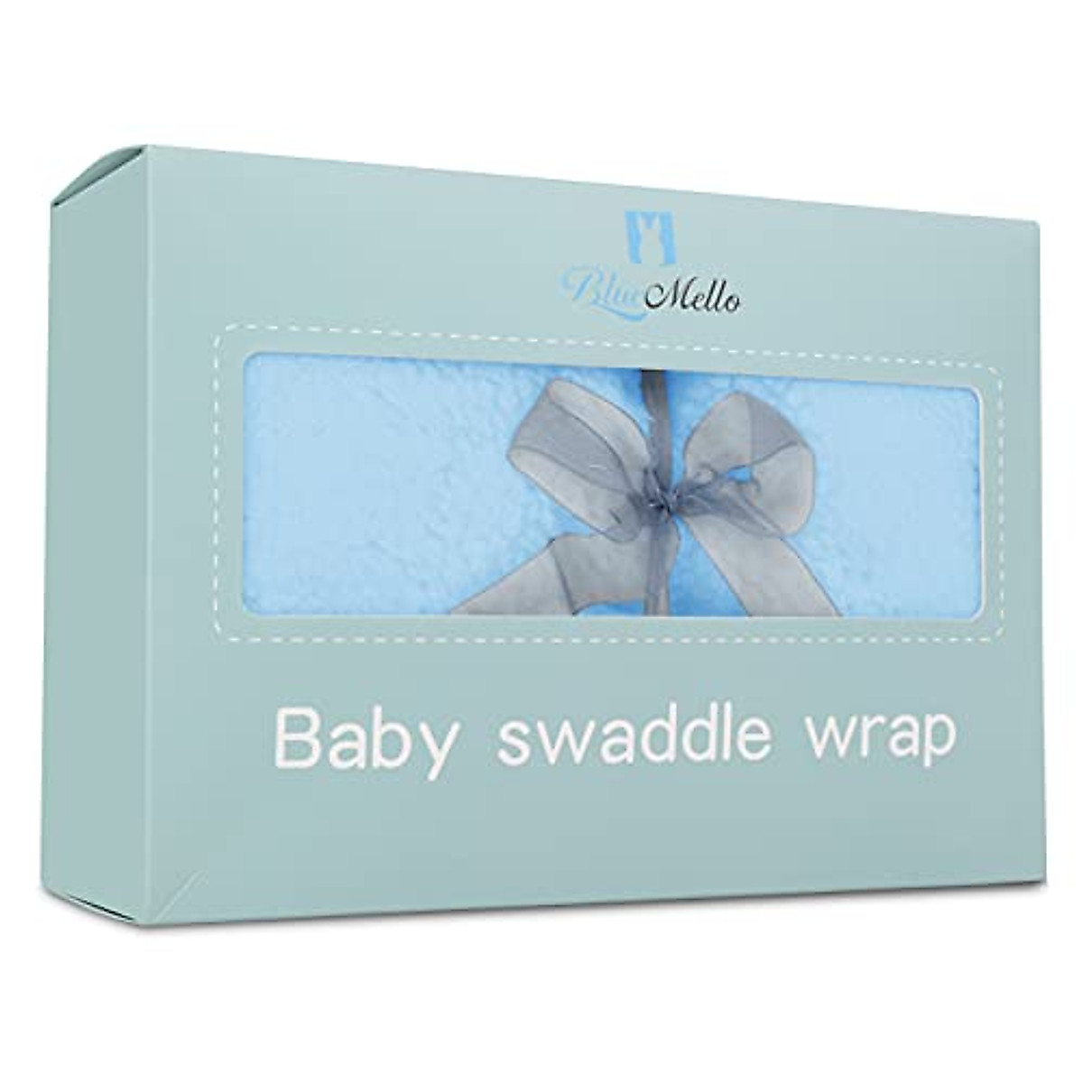 BlueMello Baby Swaddle Blanket | Ultra-Soft Plush Essential for Boys 0-6 Months | Receiving Swaddling Wrap Blue | Ideal for Infant Accessories and Newborn Registry | Perfect Baby Girl Shower Gift