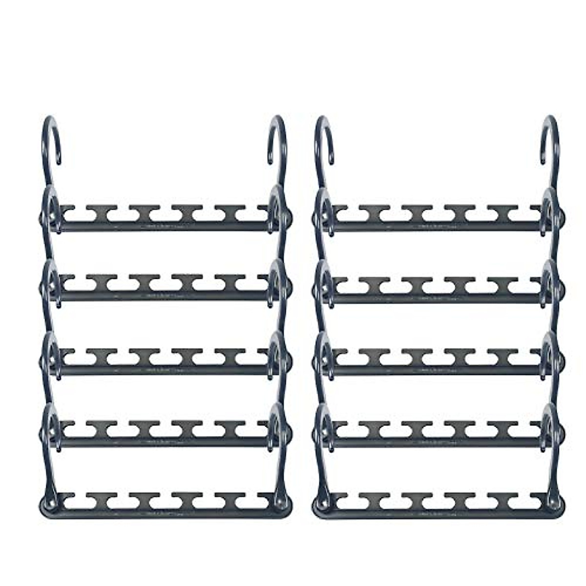Wonder Hanger Max Pack of 10 Organizer, Triples Clothes-Hanger Space for Wrinkle-Free Clothes, Space-Saving Closet-Organization Hangers, Fully Assembled, Grey