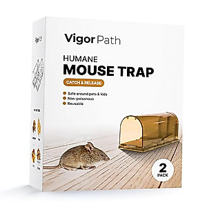 Set of 2 Reusable Mouse Traps | Humane Catch and Release Traps | Best Indoor/Outdoor Solution for Handling Mice and Small Rodents (Brown)