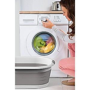 Vremi Collapsible Plastic Laundry Basket (grey)