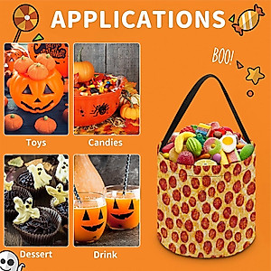 MISTHO Realistic Pizza Pattern Halloween Trick or Treat Bag Bucket Halloween Candy Buckets for Halloween Treat Baskets Bags