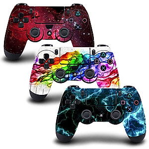 FOTTCZ [3PCS] Vinyl Skin for PS4/Slim/Pro Controller (Standard Edition), Sticker Decorate and Protect Device Surface, Group F