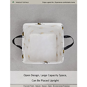 ONOEV Square Fabric storage box, decorative basket and finishing basket with handle are used for the storage of clothes, books and sundries (Black Vertical Arrow)