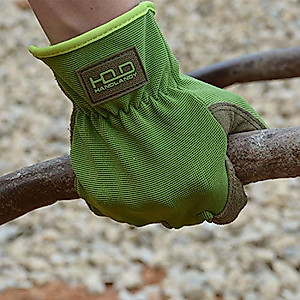 HANDLANDY Men Women Leather Gardening Gloves, Utility Work Gloves for Mechanics, Construction, Driver, Dexterity Breathable Design (Large)