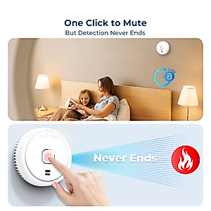 Ecoey Smoke Detector, 10 Year Fire Alarms Smoke Detectors，Smoke Detector Battery Operated with Photoelectric Sensor, Fire Alarm with Low Battery Indicator, Smoke Detectors Used in Home, FJ138, 6 Packs
