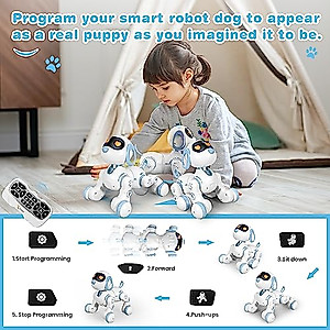 FUUY Robot Dog Toys Remote Control Dog Robot for Kids with Head Touch Sensing Function and Voice Control Programmable Robot Pet Imitates Animal Forms Toys for Boys 3-12 Birthday
