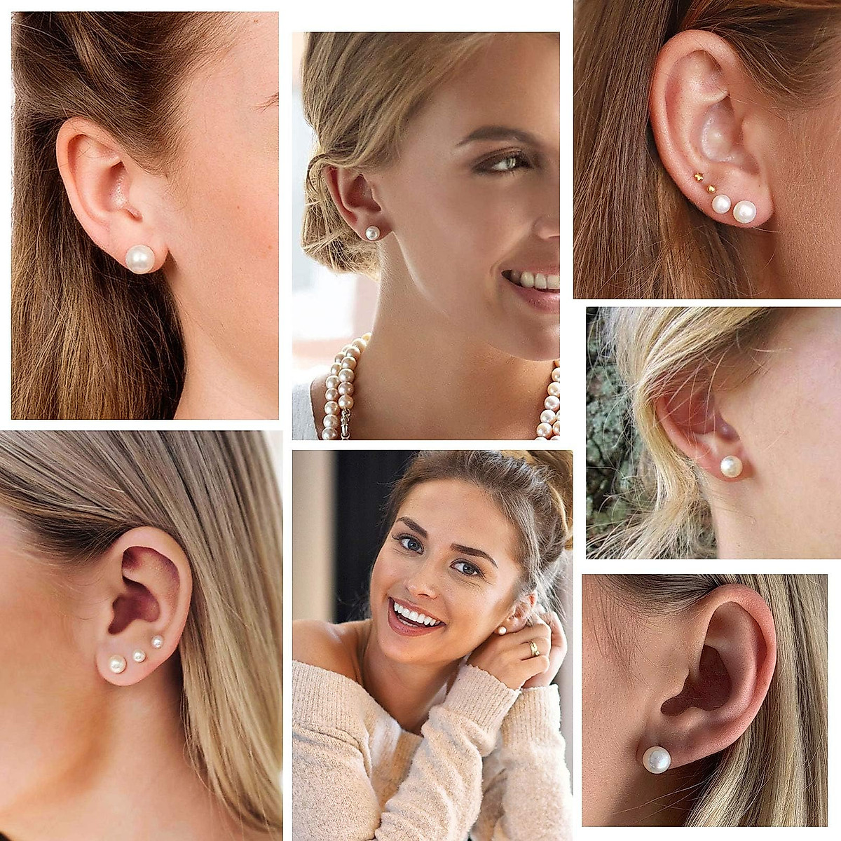 ChicSilver Pearl Stud Earrings for Women 4MM Freshwater Cultured White Button Pearl Earrings 925 Sterling Silver Small Studs for Sensitive Ear