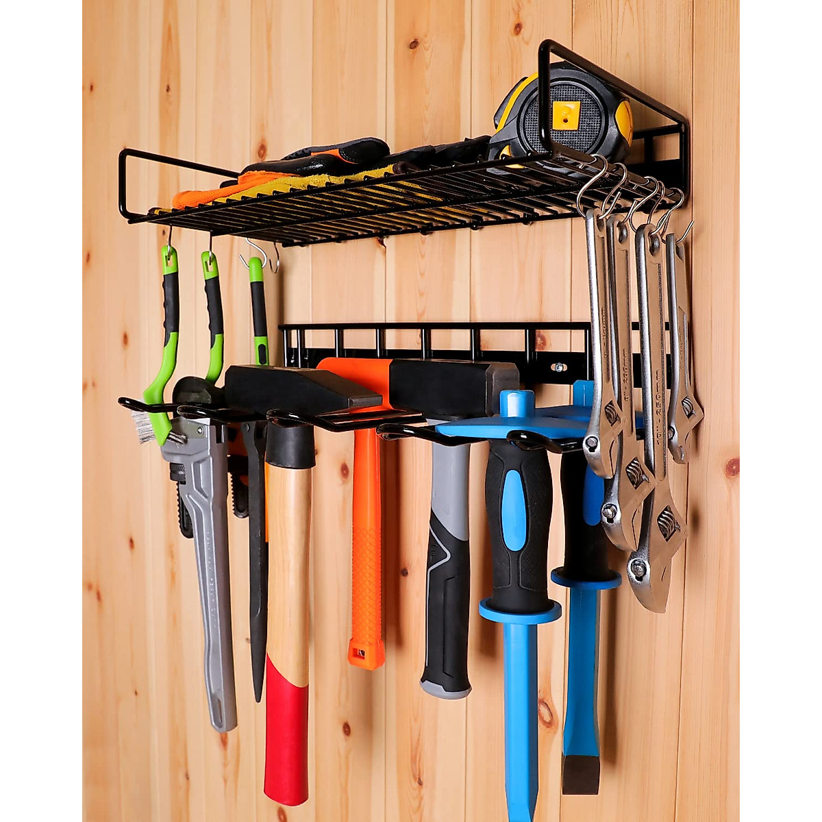 UNITEDPOWER Wall Mounted Power Tool Organizer Holder, Heavy Duty Utility Storage Rack for Battery Powered Hand Tools, Cordless Drill Rack and Tool Shelf Compact Design, Drill Rack With Tool Shelf