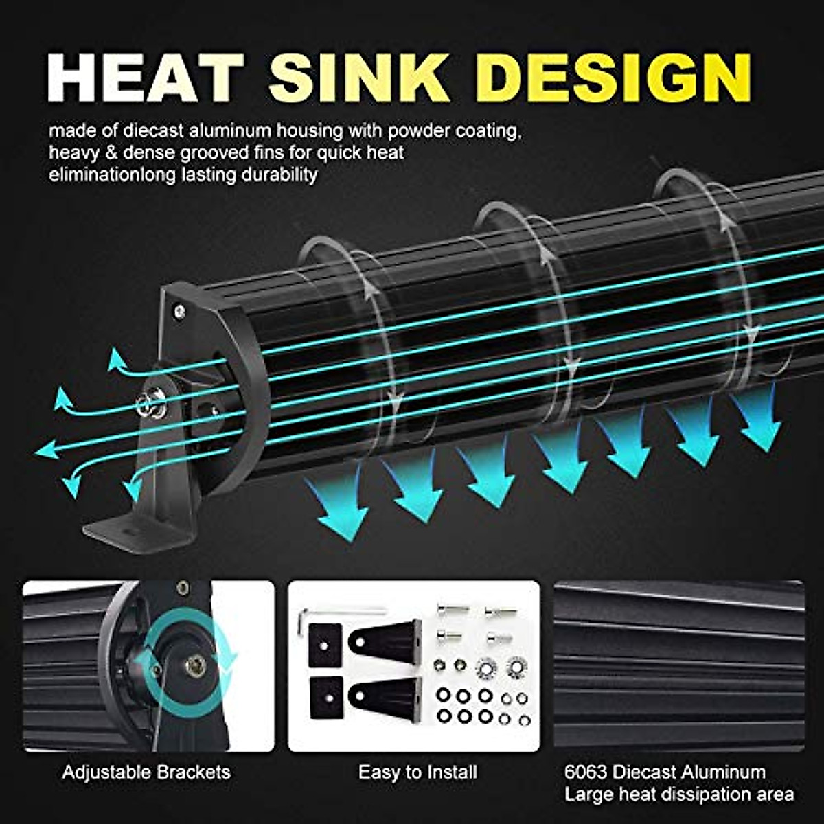 LED Light Bar TURBO SII 40/42 Inch 576W Curved Triple Row Flood Spot Combo Beam Offroad Driving Light + 4 Inch 60W Led Pod Lights w/3-Leads Wiring Harness for Trucks ATV UTV Polaris Boats