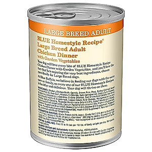 Blue Buffalo Homestyle Recipe Natural Adult Large Breed Wet Dog Food, Chicken 12.5-oz can (Pack of 12)