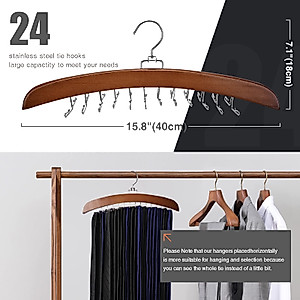 Ulimart Tie Rack 2Pcs Tie Racks for Men Closet 24 Hooks, Wooden Tie Organizer with Upgraded 360°Rotating, Scarves Accessories Closet Organizer for Bras,Tank Tops,Camisoles etc.Walnut…