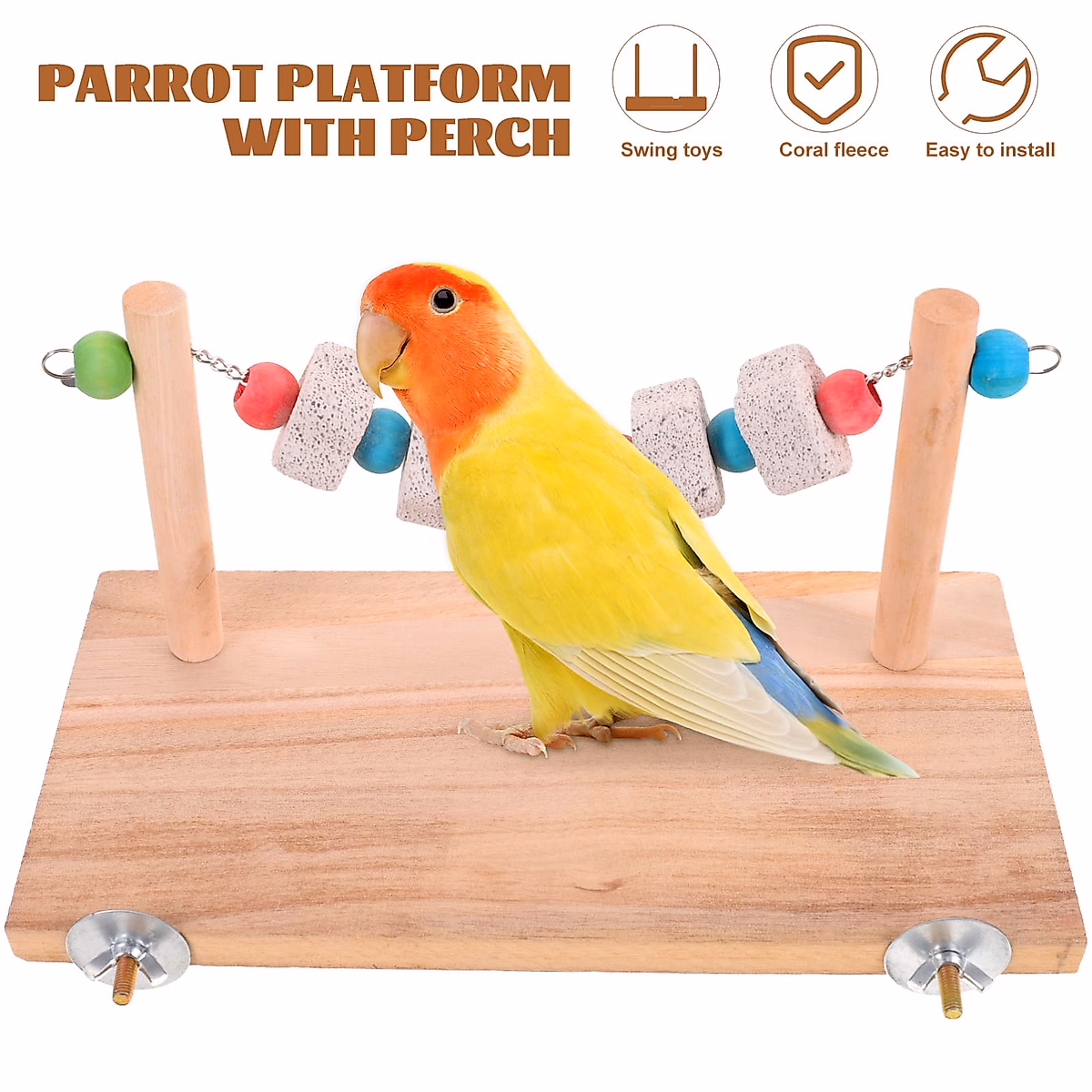 Ipetboom Chew Toys Chinchilla Toys Tabletop Parrot Stand Cage Parrot Toy Parrot Accessories Parrot Perch Stands Bird Toy Cage Bird Perch Bird Training Perch Parrot Swing Toy Cage Bird Stand