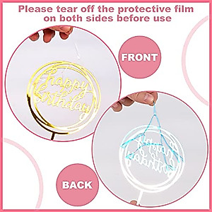 46 PCS Mini Ball Cake Topper Cupcake Insert Acrylic Cake Topper Decorations for Anniversary Graduation Birthday Party Baby Shower (Gold,Pink,White)