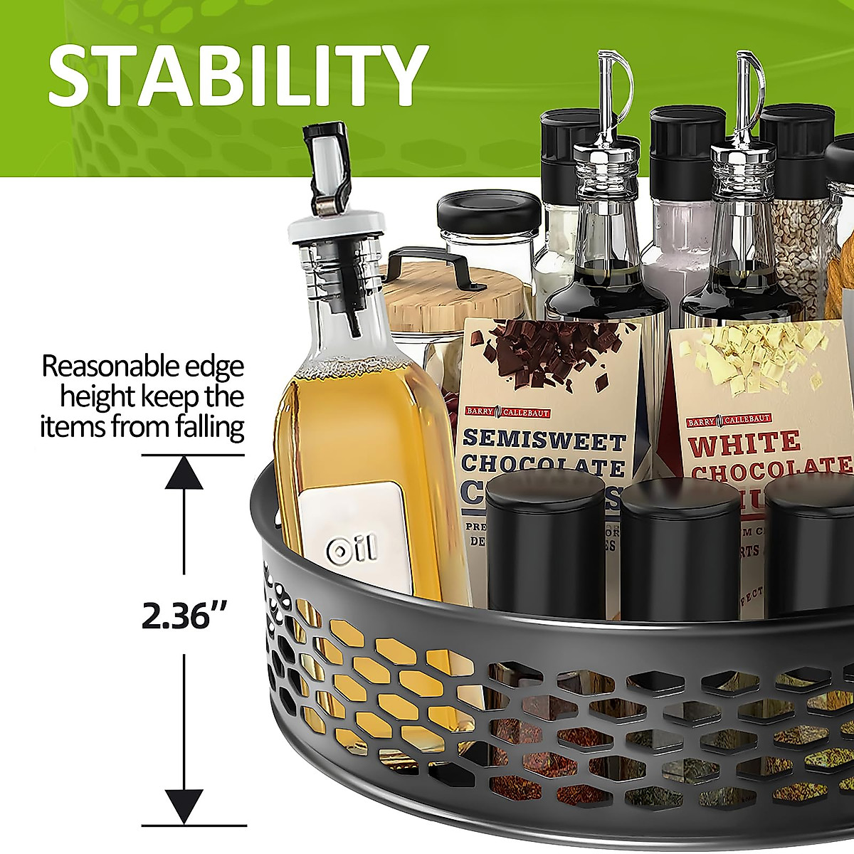 2 Pack Lazy Susan Turntable for Cabinet Table, 10" & 9" Metal Steel Turntable Organizer with Non-Slip Pad, Perfect for Spices, Vanity, Fridge, Countertop, Pantry