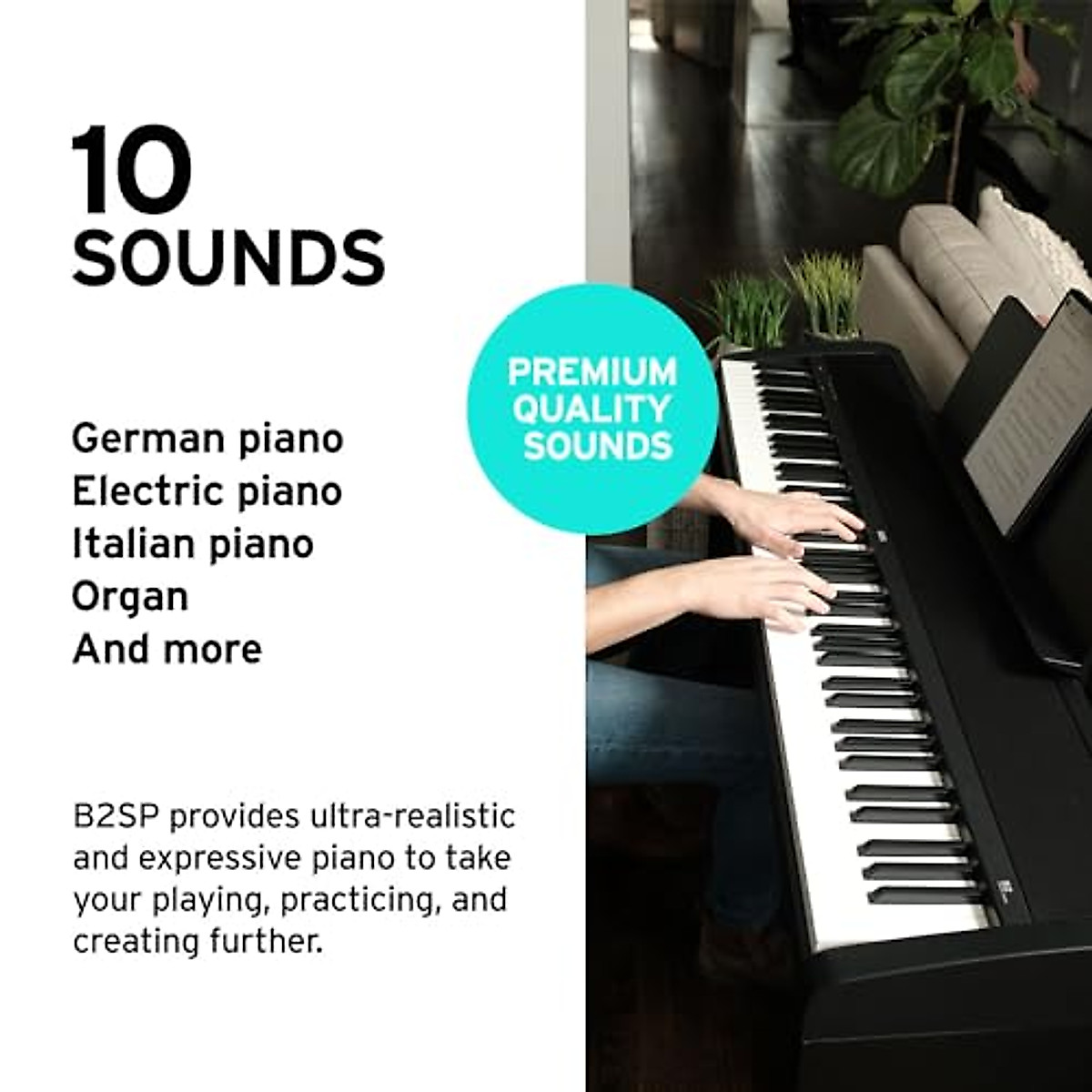 Korg, Portable Digital Piano with 88-Key Full Size Weighted Keyboard, Built-in Speakers, Furniture, Music Stand, and 3-Pedal Unit (B2SP BK)
