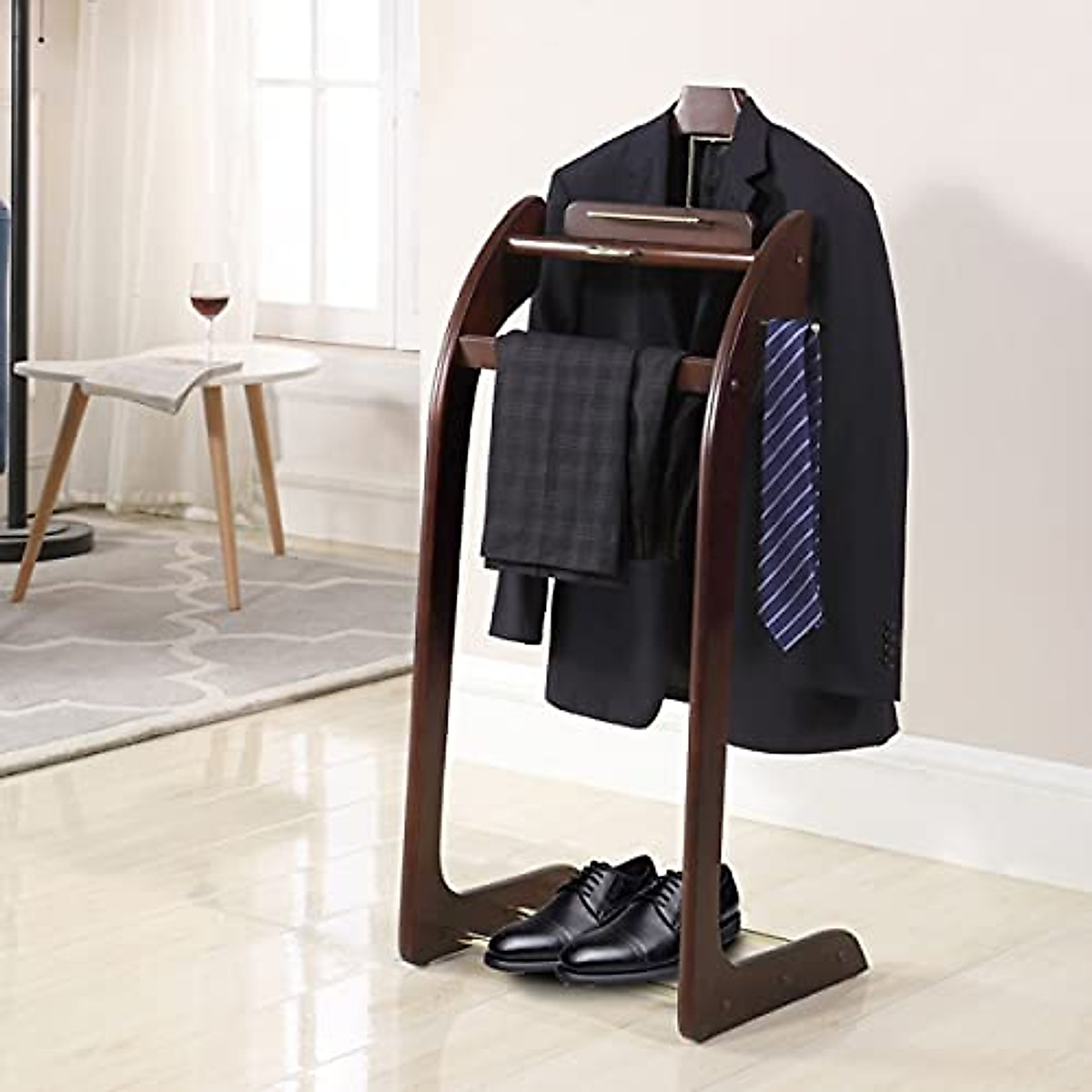 YAWEDA Clothes Valet with Shoe Rack Valet Stand with Clothes Hanger and Pants Rail Freestanding Suit Hanger for Hallway Dressing Room Etc (Size : 43.2 * 35.6 * 101.6cm)