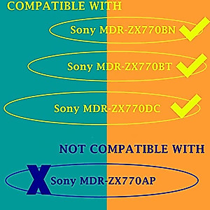 TaiZiChangQin ZX770BN Ear Pads Ear Cushions Replacement Compatible with Sony MDR-ZX770BN MDR-ZX770BT MDR-ZX780DC Headphone (Fabric Earpads Black)