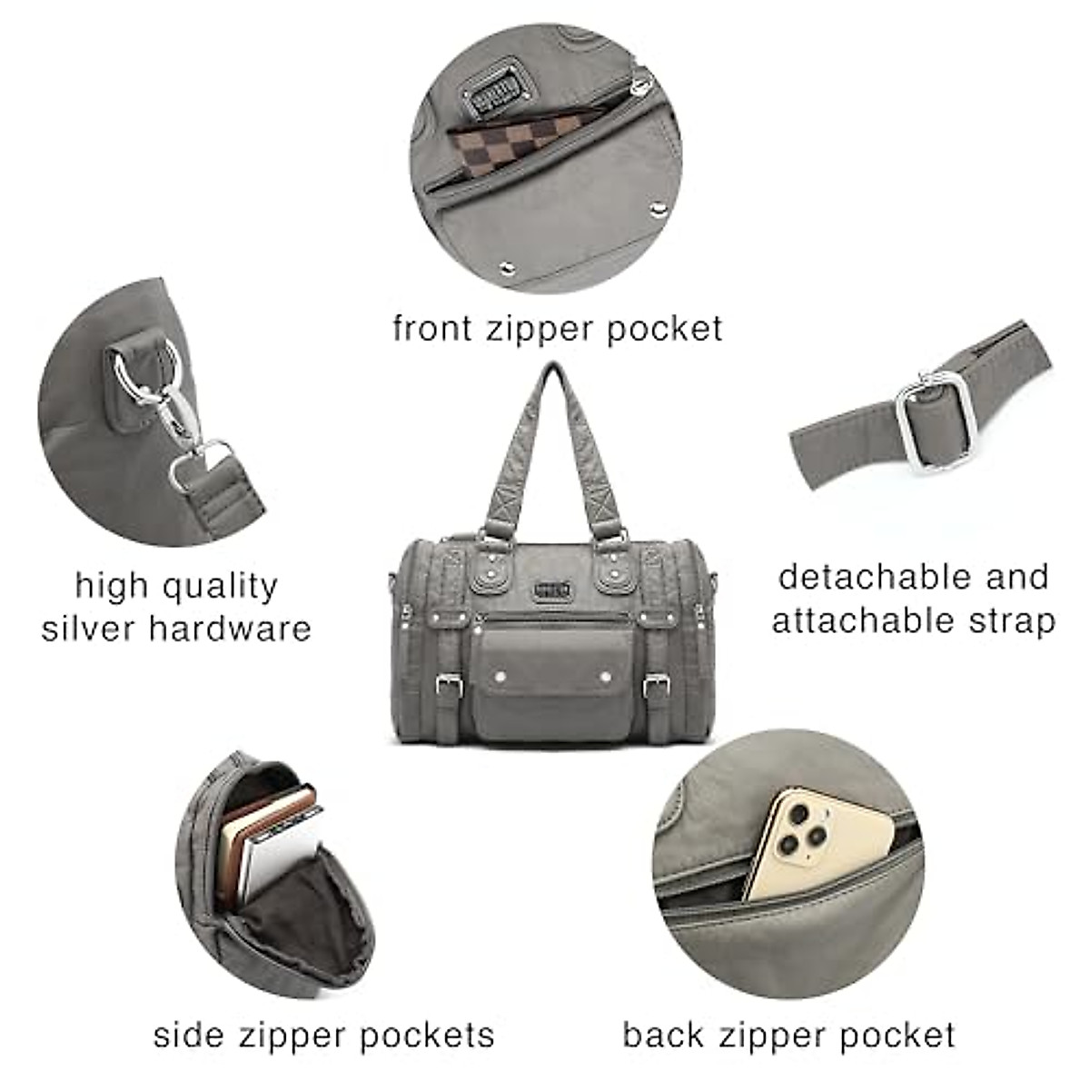 Scarleton Purses for Women Large Hobo Bags Satchel Handbags for Women Top Handle Shoulder Bag Tote Vegan Leather, H148524, Grey