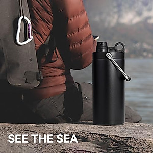 Miereirl 64 Oz Insulated Water Jug, Half Gallon Stainless Steel Vacuum Double Walled Water Bottle With Handle, BPA-Free Keep Cold 48H Hot 24H, Wide Mouth For Sports, Traveling, Camping, Black