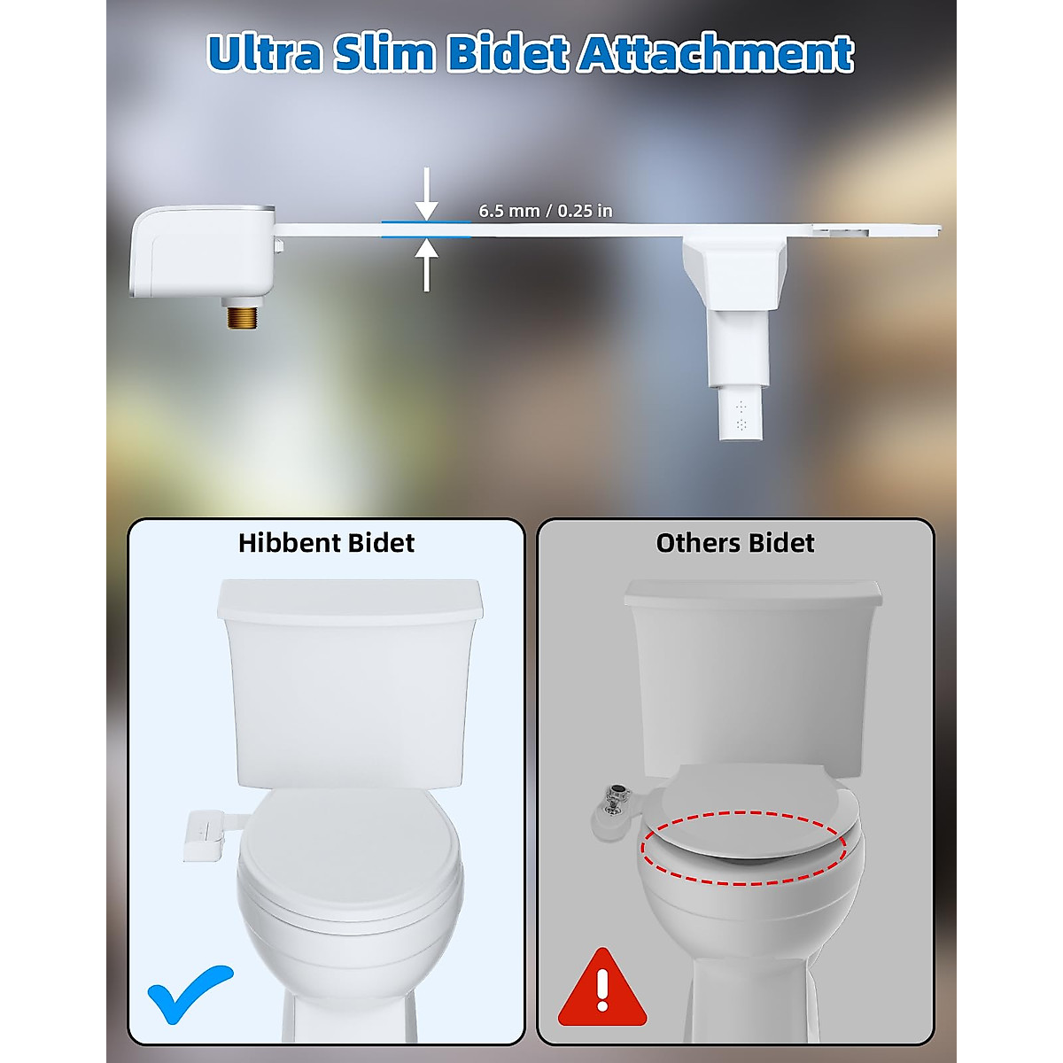 Hibbent Bidet Attachment for Toilet, Non-Electric Dual Nozzle for Frontal & Rear Wash with Universal Toilet Seats Screws and Bolts Metal