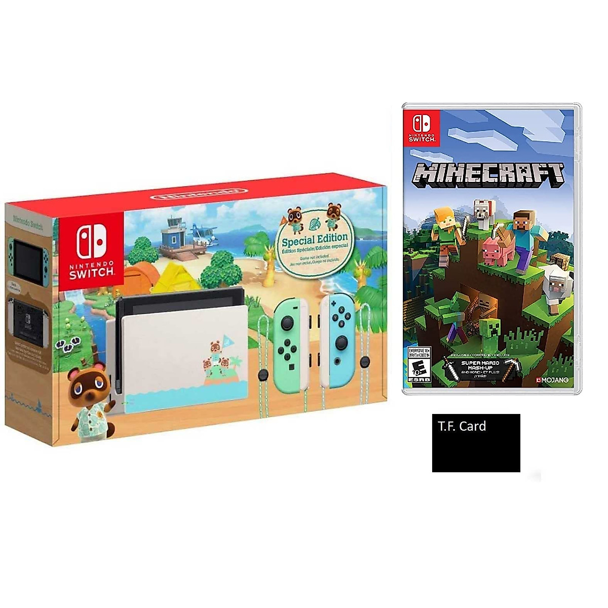 NEW Switch Deluxe Holiday Game Bundle: Animal Crossing-New Horizons Special Edition + Nintendo Switch Minecraft Game Disk and T.F. Card