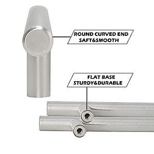 Gobrico 50 Pack Brushed Nickel Cabinet Pulls, Euro Style T Bar Cabinet Handles, Satin Nickel Dresser Drawer Pulls - 3" Hole Centers