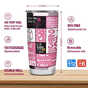 LJWJWLJW 60th Birthday Gifts for Women Tumbler 60 Year Old Gifts for Her Happy 60th Birthday Decorations Women 1963 Birthday Gifts Stainless Cup 20 Oz…