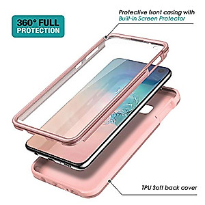SURITCH Case for Samsung Galaxy S10e,【Built in Screen Protector】【Support Wireless Charging】 Rugged Back Cover Hybrid Bumper 360 Protective Case Matte Shockproof for S10e Case 5.8"(Rose Gold)