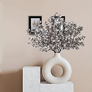 Momkids 6pcs Babys Breath Fabric Cloth Artificial Flowers Fake Gypsophila Bouquet Faux Silk Floral for Bulk Real Touch Fall Flower Arrangements Kitchen Wedding Home Decor (Grey)