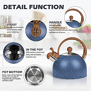 Tea Kettle for Stovetop, 2.5 Quart Stainless Water Teapot Boilers for Stovetops, Induction Stone Kettle with Loud Whistle - Perfect for Preparing Hot Water Fast for Coffee Tea (Blue)