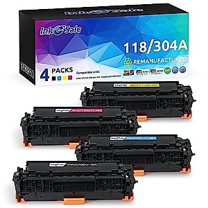 INK E-SALE 4PK Remanufactured Toner Cartridge Replacement for HP 304A CC530A CC531A CC532A CC533A Canon 118 Toner for HP LaserJet CP2025dn CP2025n CM2320fxi Canon MF726Cdw MF8580CDW LBP7660Cdn Printer