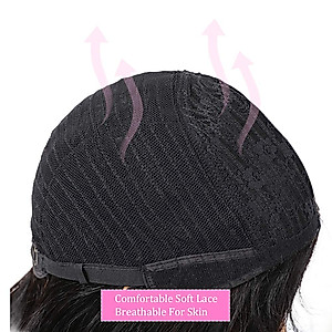 PANEWAY Short Human Hair Wigs with Bangs Brazilian Body Wave Virgin Human Hair Wigs for Black White Women Short Wavy Bob Wigs with Bangs 12 Inch