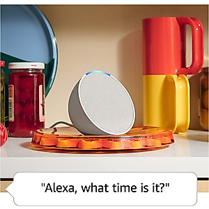 Echo Pop | Full sound compact smart speaker with Alexa - Glacier White + 4 months of Amazon Music Unlimited FREE