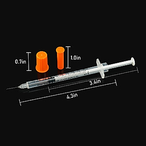 SHAOTONG 1ml Syringes with Needle, U-100 1cc Syringe 30G 1/2 Inch Needle, Sterile Individually Wrapped Pack of 20