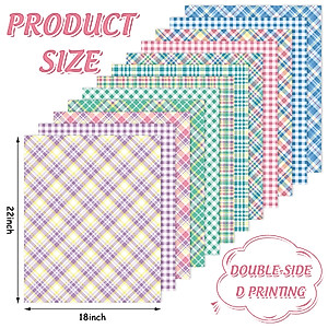 Whaline 12Pcs Spring Plaid Cotton Fabric Bundles 18 x 22 Inch Tartan Printed Fat Quarters Purple Green Pink Blue Quilting Patchwork Squares Sewing Fabrics for DIY Handmade Crafting Home Party Decor